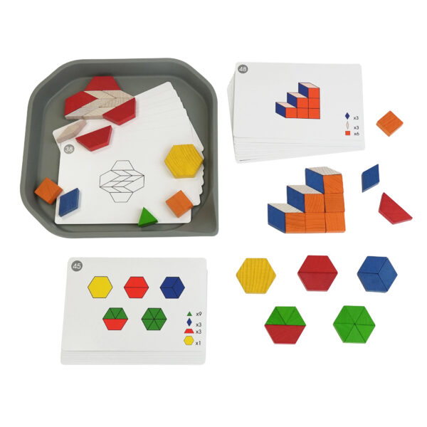 FunPlay Pattern Blocks – Set of 60 Wooden Math Manipulatives + 50 ...