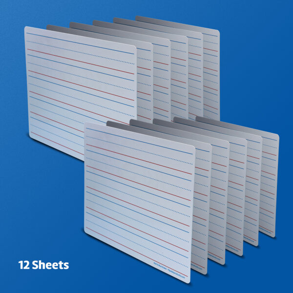 Magnetic Dry Erase Learning Mat, Two-Sided Red & Blue Ruled-Plain, 9″ x ...