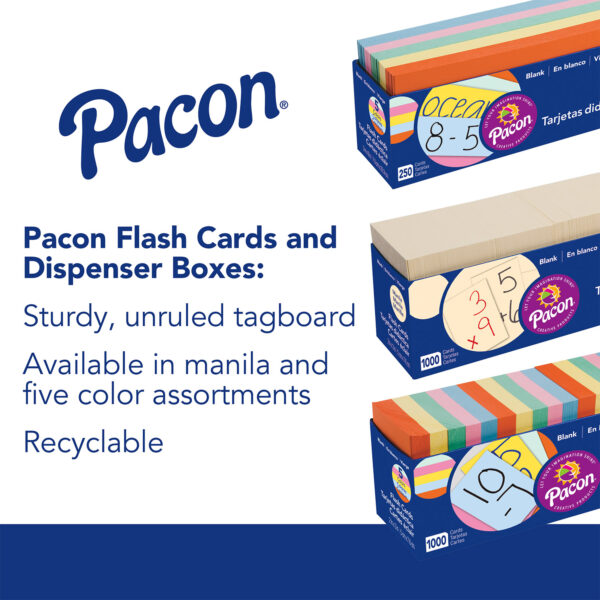 Blank Flash Cards with Dispenser Box, 5 Assorted Colors, Unruled 3″ x 2 ...