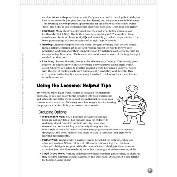 10 Week-by-Week Sight Word Packets Book – Sharper Production Line